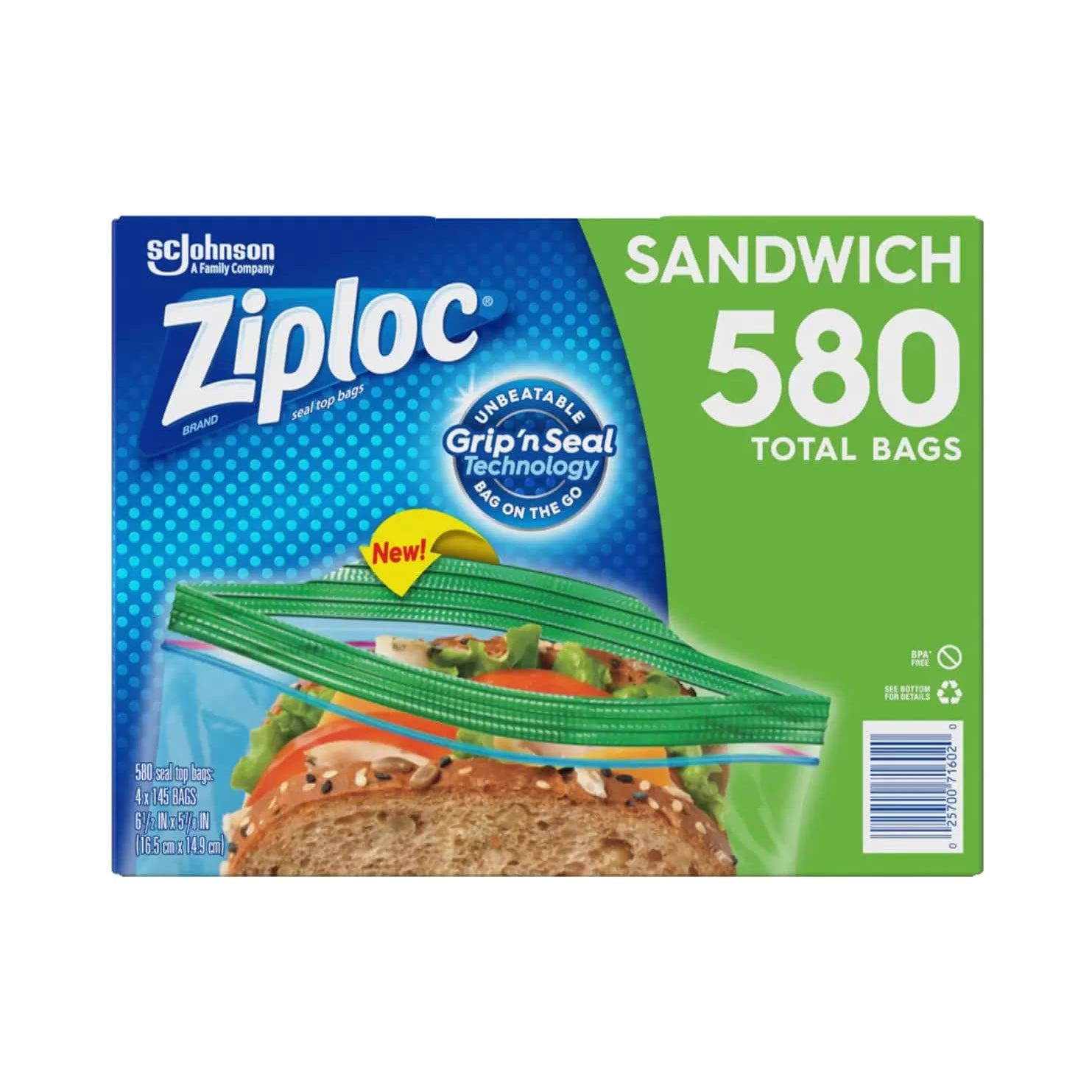 Ziploc Easy Open Tabs Sandwich Bag – 145 ct – Q Club